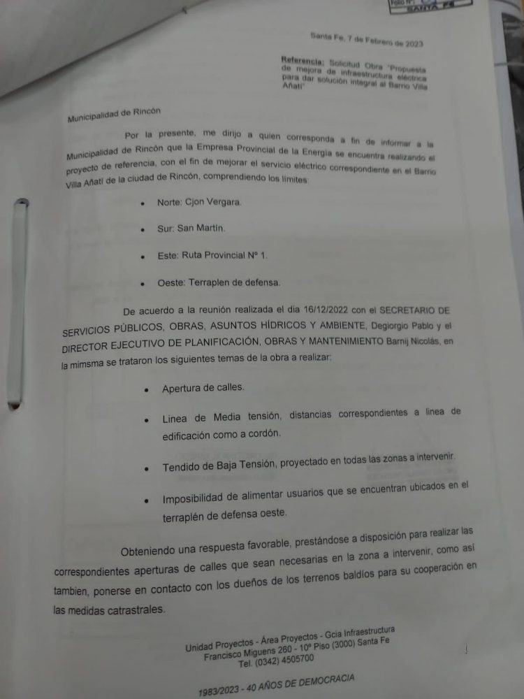 Rincón, La E.P.E. Ampliará y Mejorará En El Barrio de Villa Añatí el ...